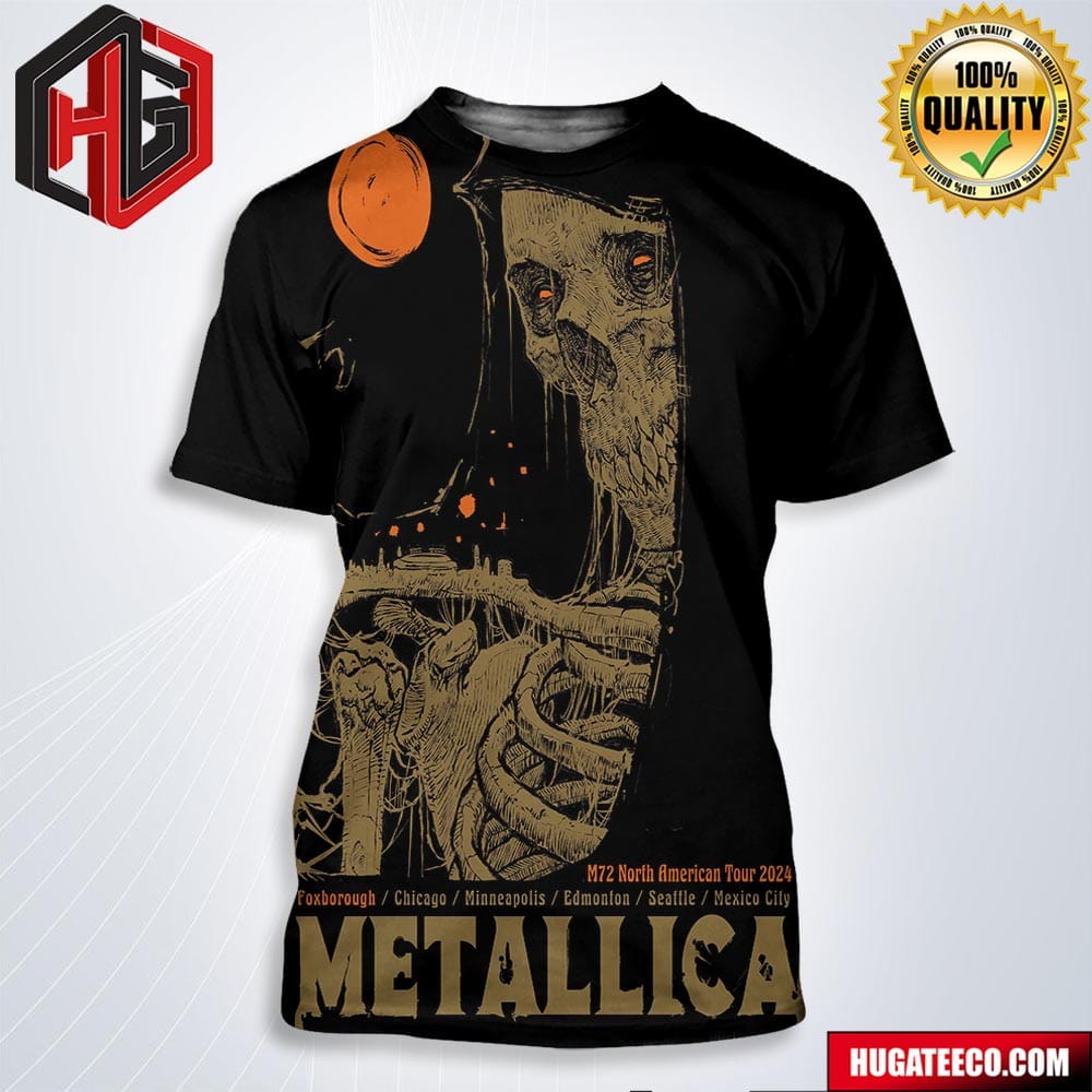 Metallica M72 North American Tour 2024 Merch Poster For Foxborough ...