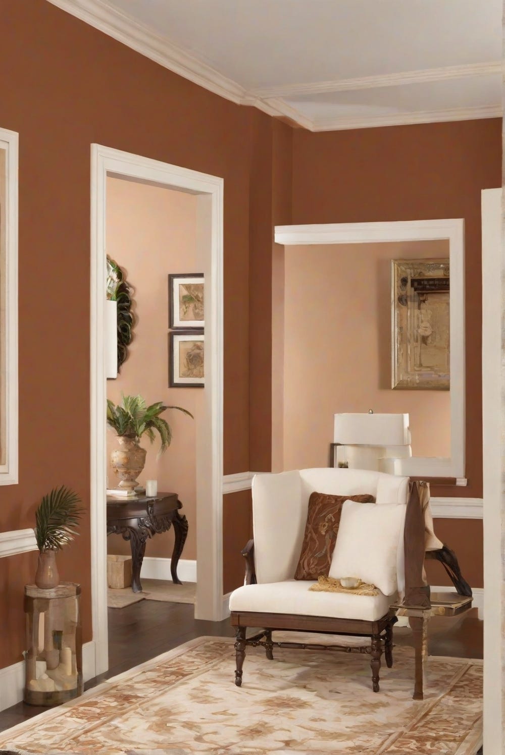 Explore the perfect blend of BURNT SIENNA wall paint and a white rug ...