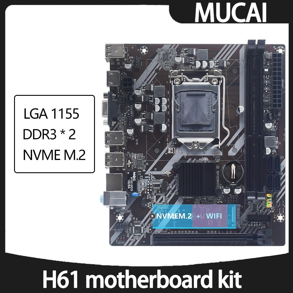 Hot Deals! MUCAI H61 Motherboard LGA 1155 Kit Compatible With Intel Core CPUs 2nd And 3rd ...