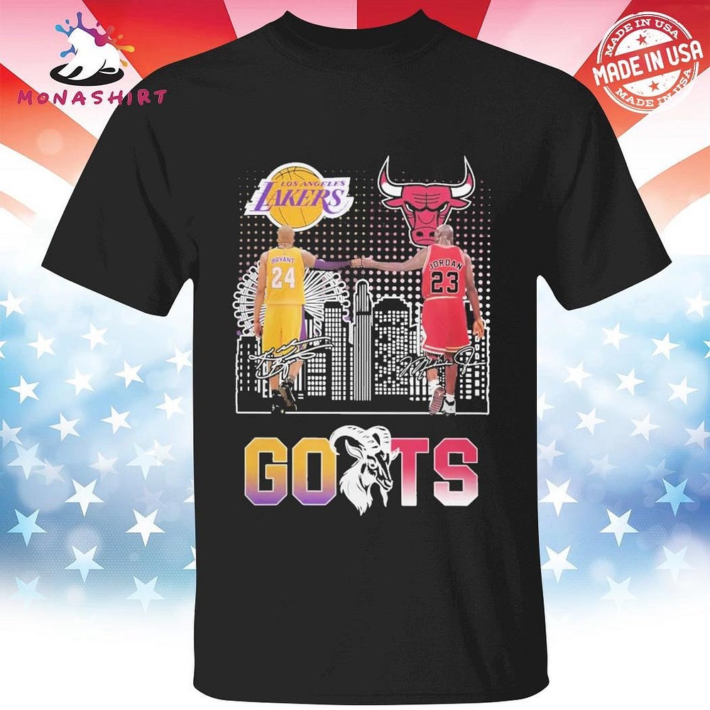 Original Kobe bryant and michael jordan goats los angeles skyline ...