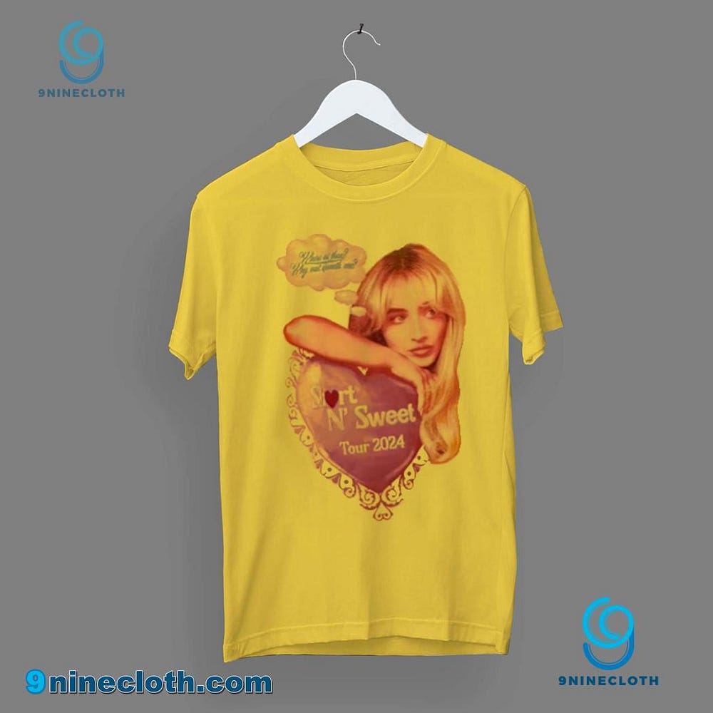 Sabrina Carpenter Short N’ Sweet Tour Merch — 2024 Yellow T-shirt | by ...