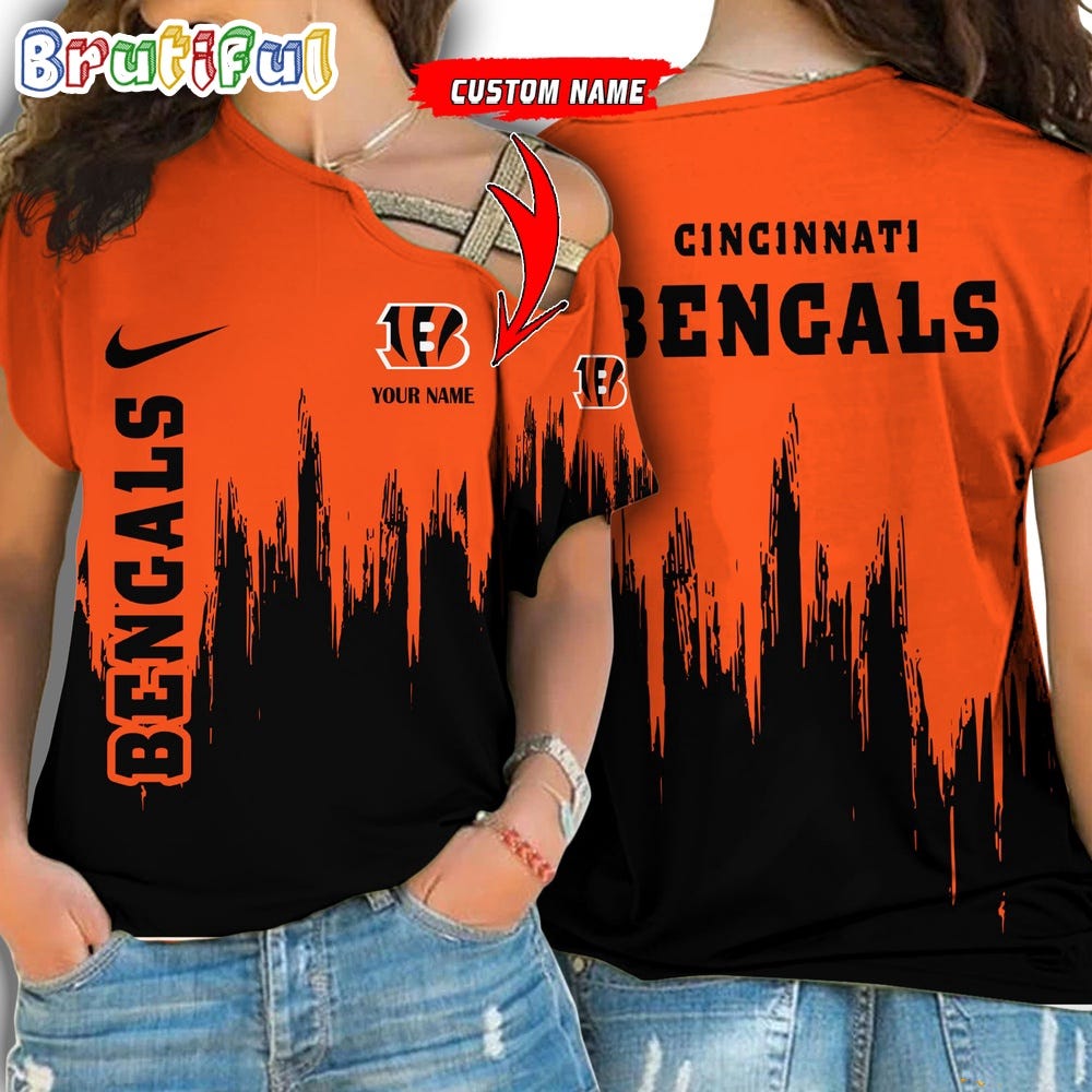 NFL Cincinnati Bengals Football Team Logo Design One Shoulder Shirt ...