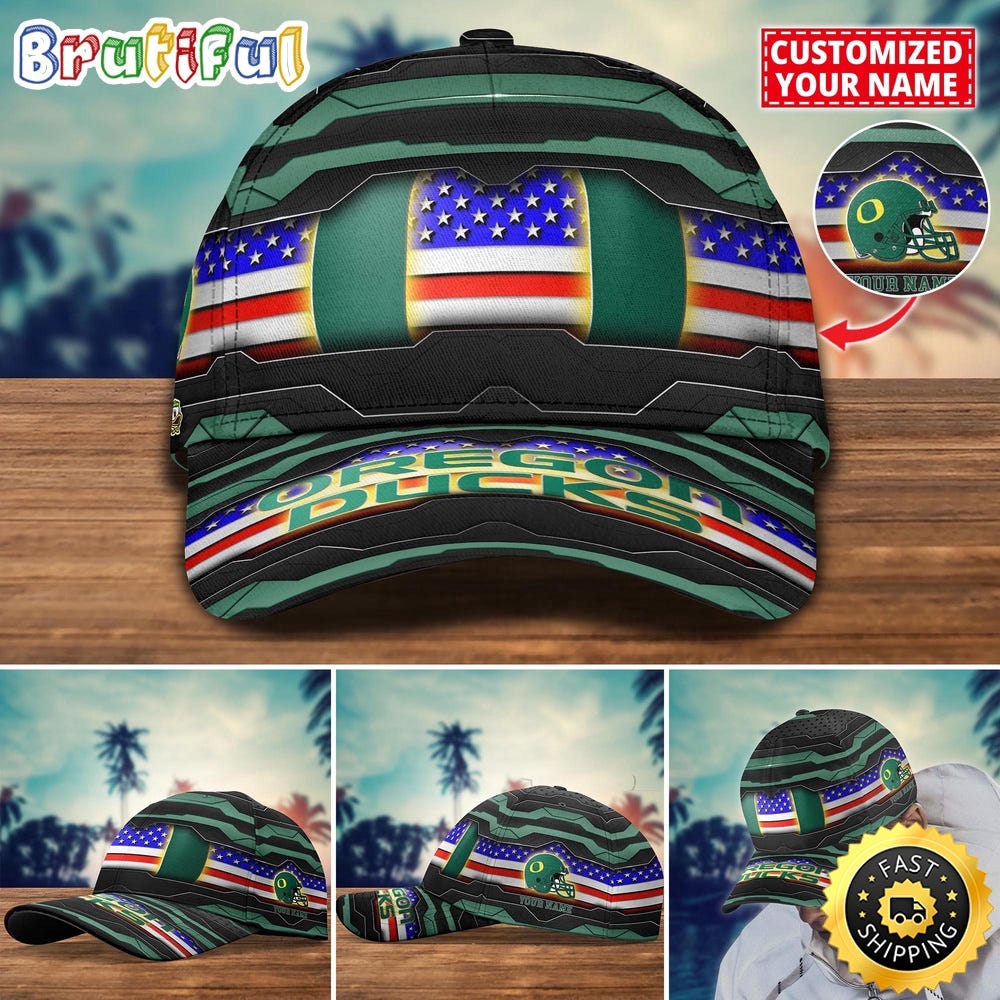 NCAA Oregon Ducks Baseball Cap Flag Custom Name Cap - shirt nfl - Medium