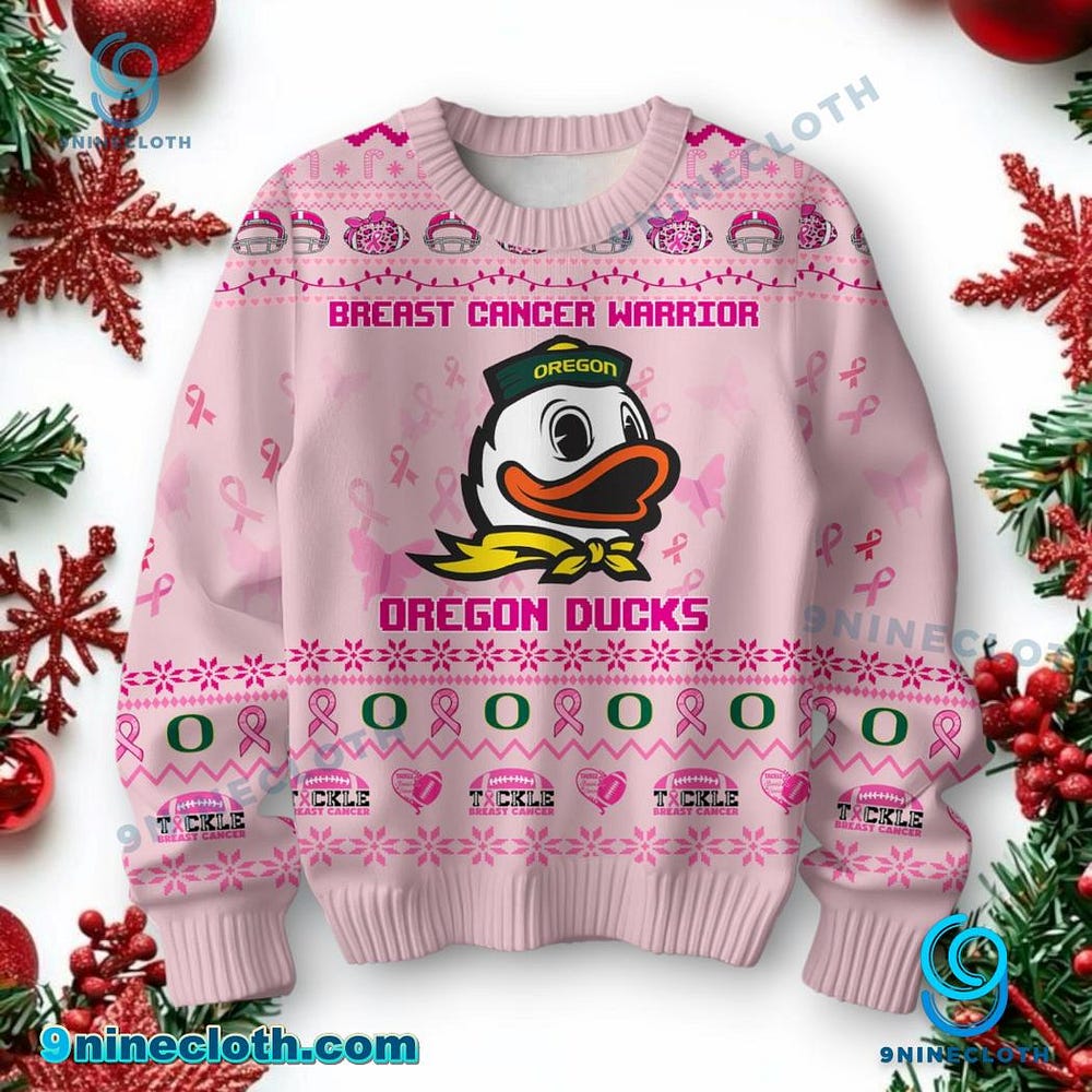 The Oregon Ducks Breast Cancer Warrior Xmas Sweater | by Dobrojen | Oct ...