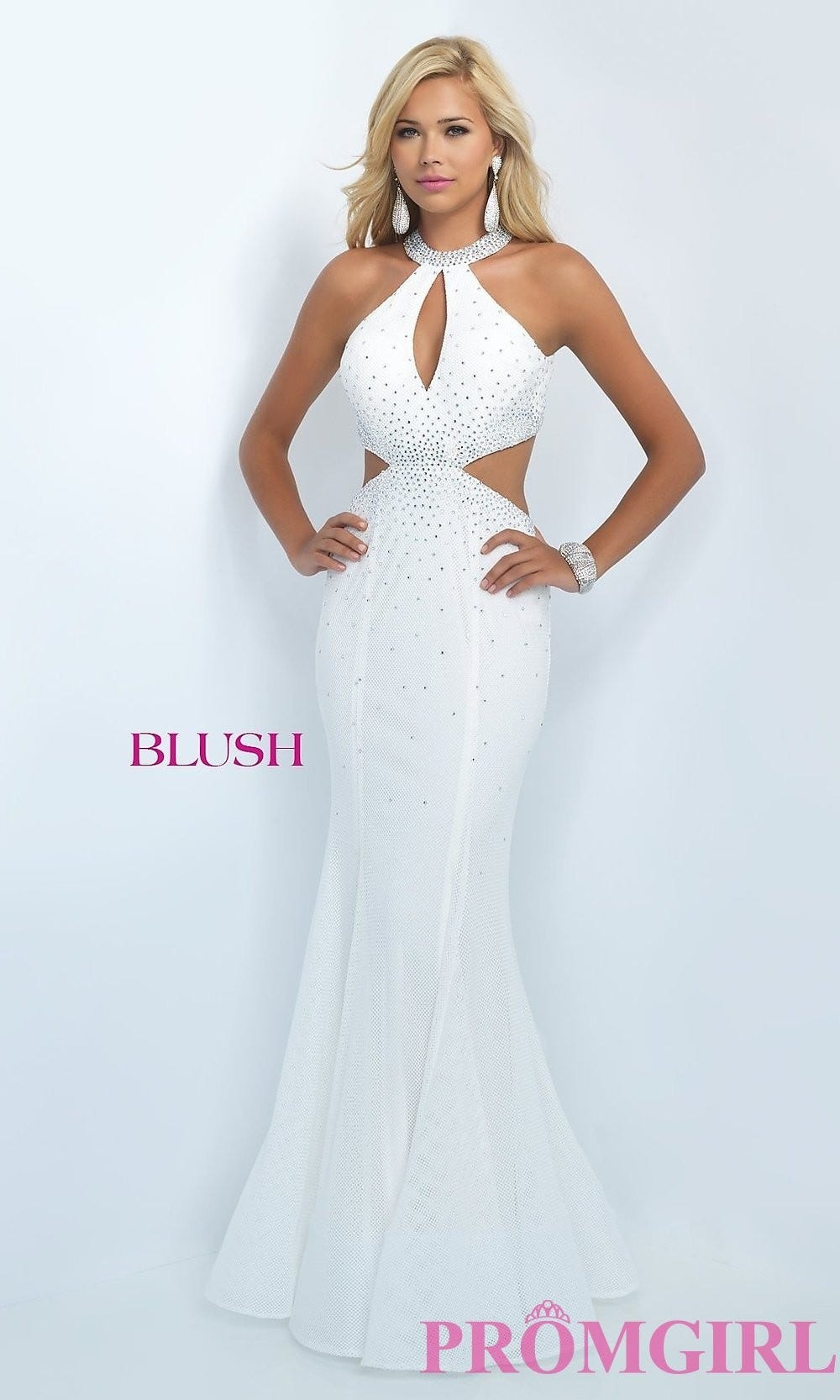Long Prom Dress with Keyhole and Side Cut Outs by Blush | by Karen ...