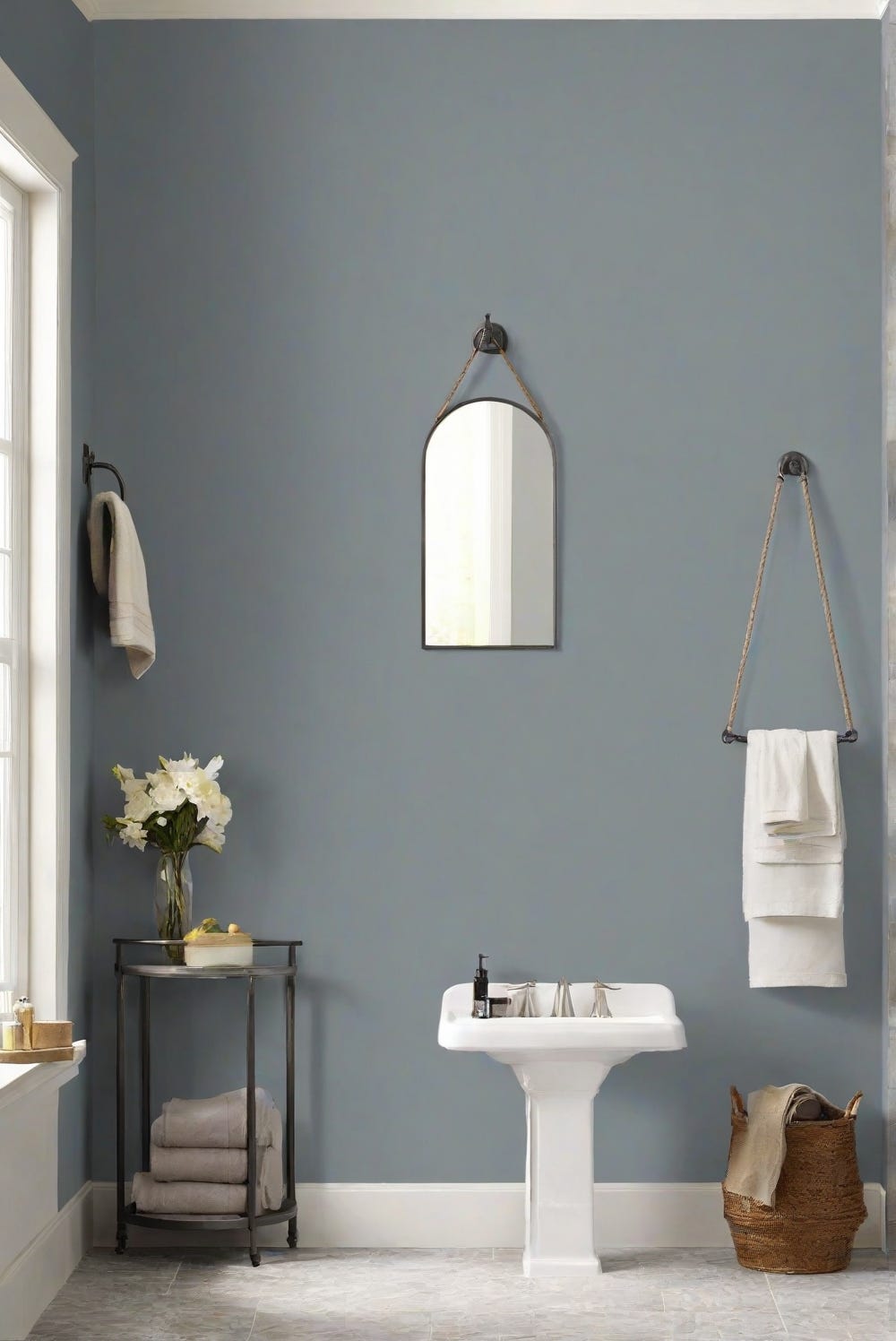 When painting your bathroom walls in Skyline Steel SW 1015–2024, it’s ...
