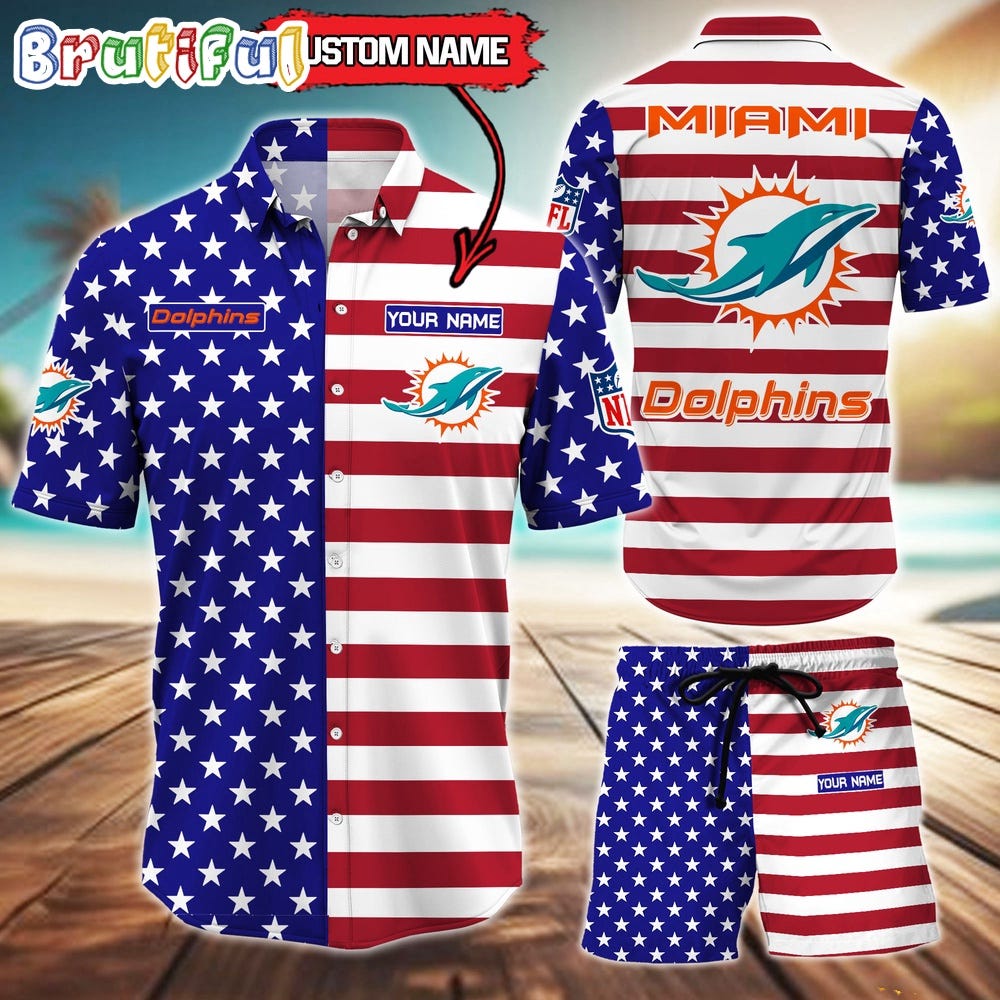 Miami Dolphins American Flag Hawaii Shirt, NFL Sport American Flag ...