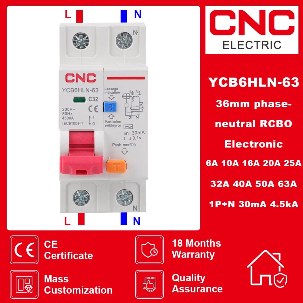 Review! CNC 230V 50/60 HZ RCBO MCB 30mA Residual Current Circuit ...