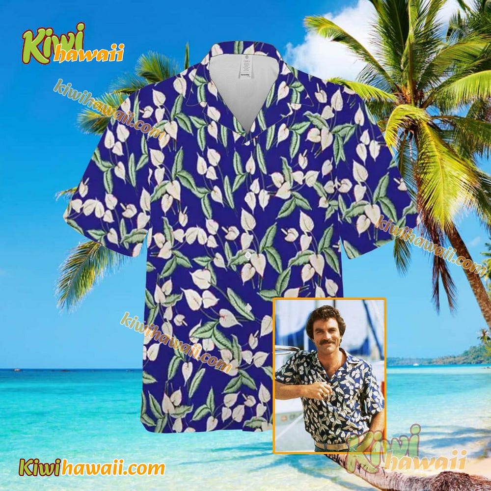 Rock the Magnum Look: Tom Selleck Blue Mini Anthurium Button Shirt | by ...