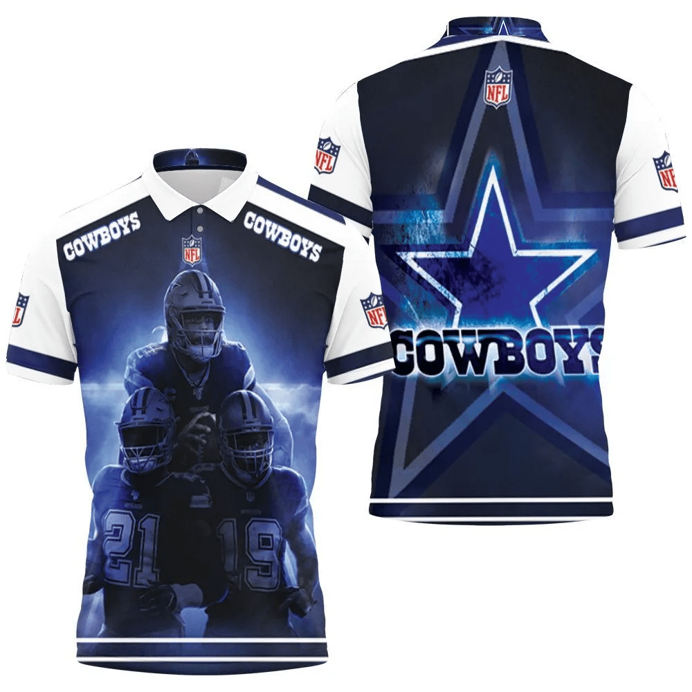Mens & Womens Dallas Cowboys Prescott 4 Cooper 19 Elliott 21 3D Polo ...
