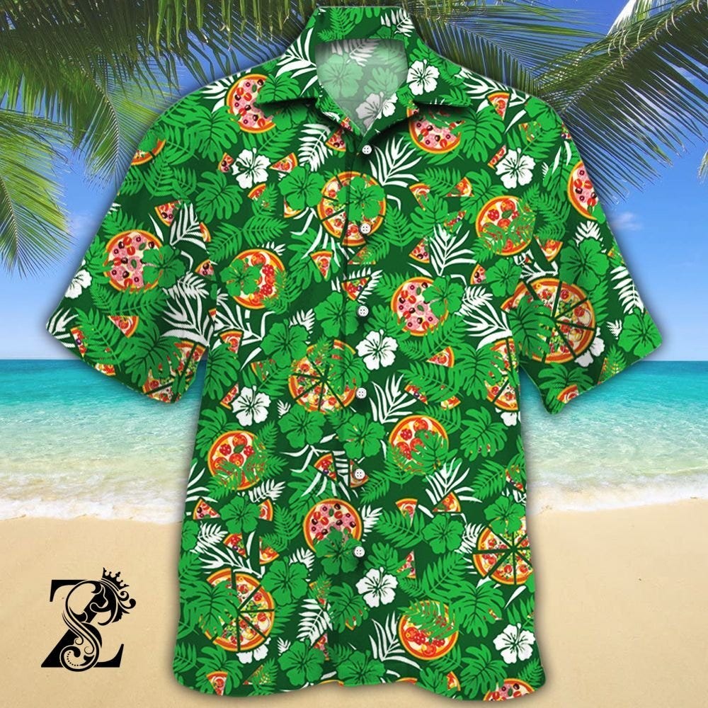 Pizza Lovers Green Floral Hawaiian Shirt — Summer Sale 2024 | by Diane ...