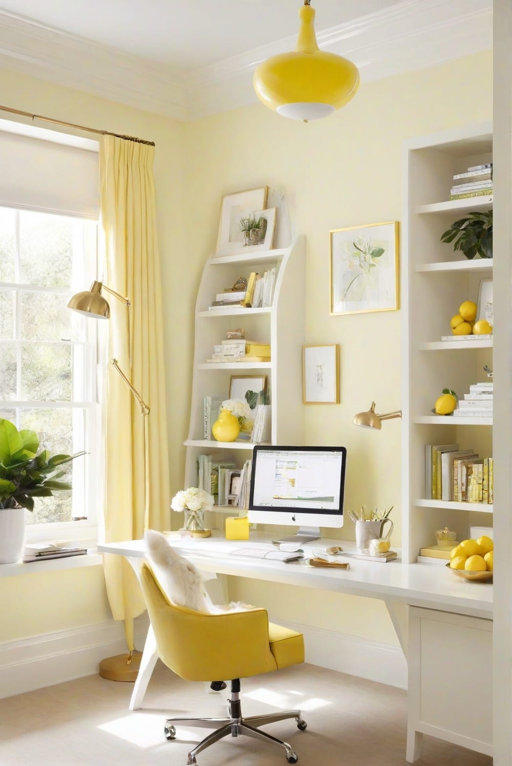 Home Office: Lemon Meringue (SW 7561) — Bright and Airy Workspace | by ...