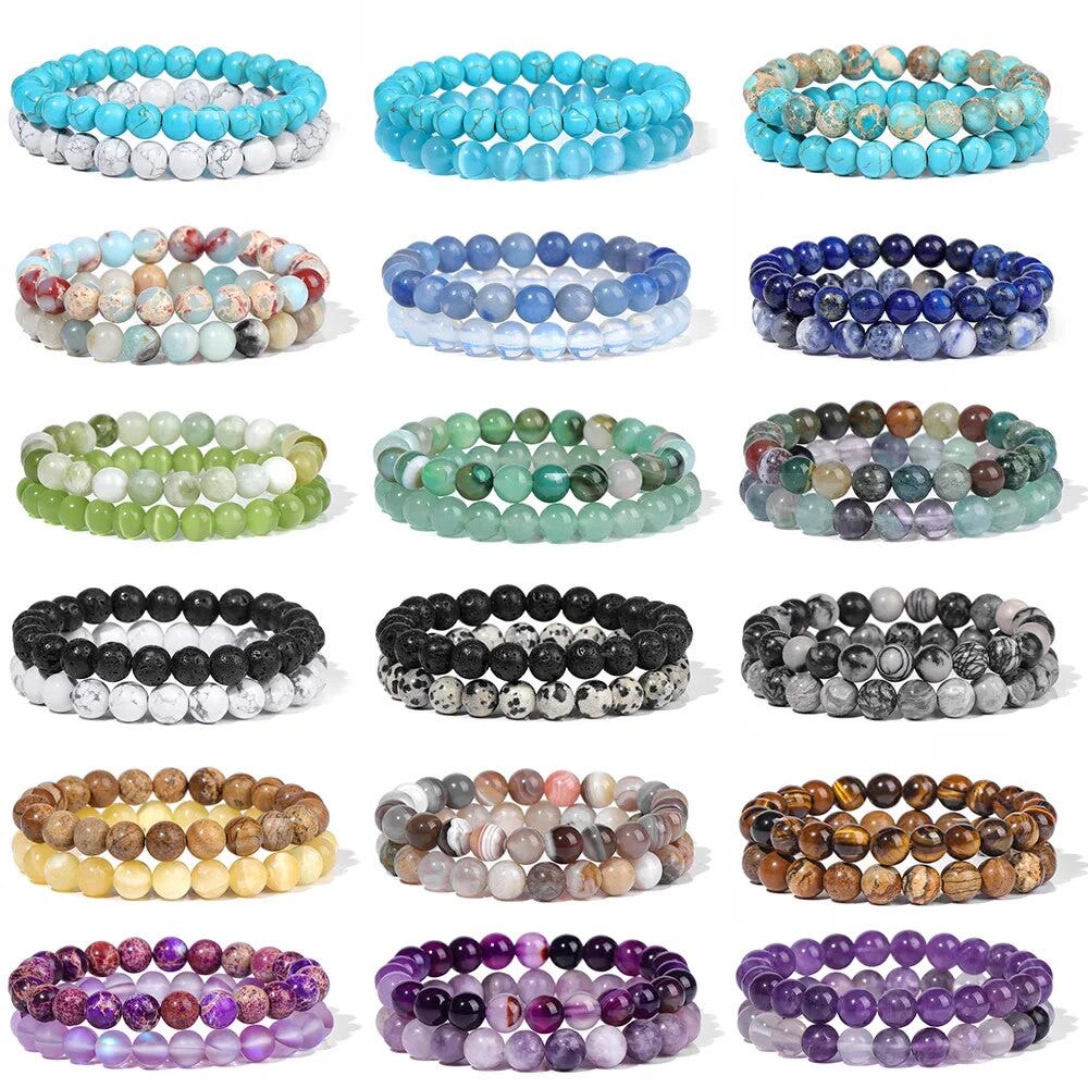 Best Deals! 2pcs Natural Healing Stone Beaded Bracelets For Women Men ...