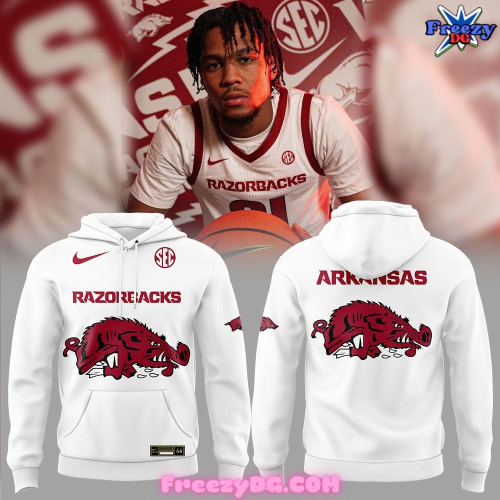 Arkansas Razorbacks Basketball New Version 2024 White Hoodie | by ...