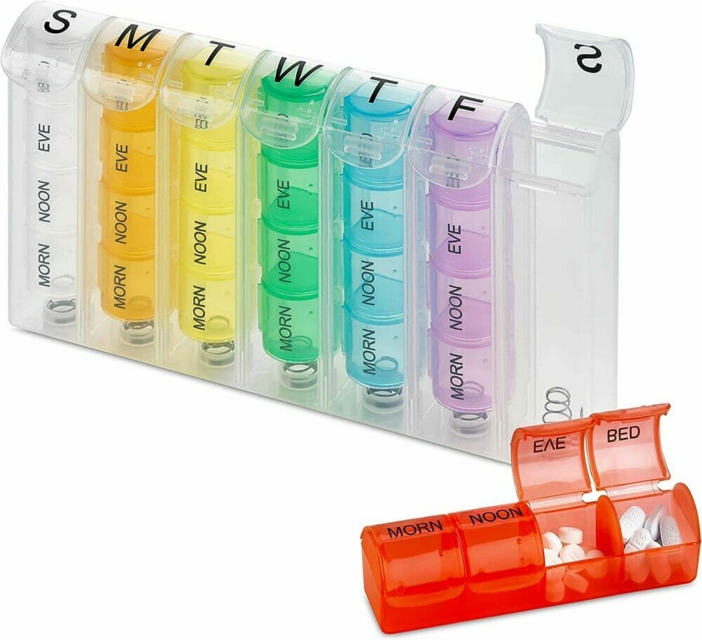 Pop-Up Weekly Pill Organizer — Removable Colored Compartments with ...