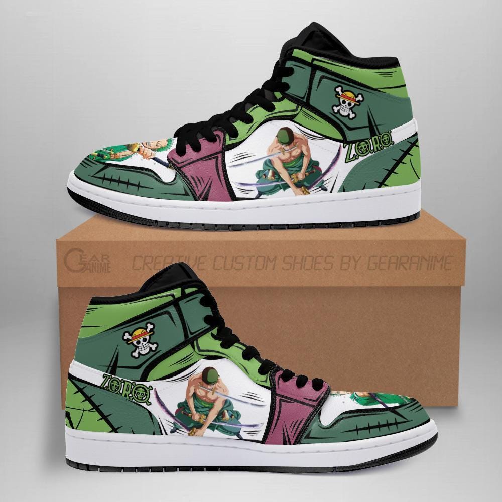 Zoro Sneakers Custom Anime One Piece Shoes POD Design By Facetotes ...