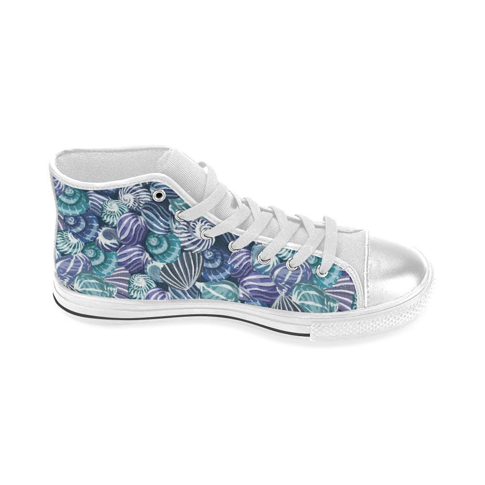 Shell design pattern Women’s High Top Shoes White | by hawaiiteehere ...