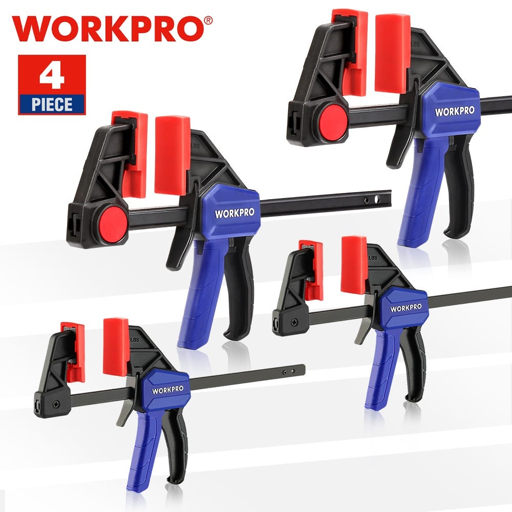 Hot Review! WORKPRO 4-Piece Bar Clamp Set Woodworking Work Bar F Clamp ...