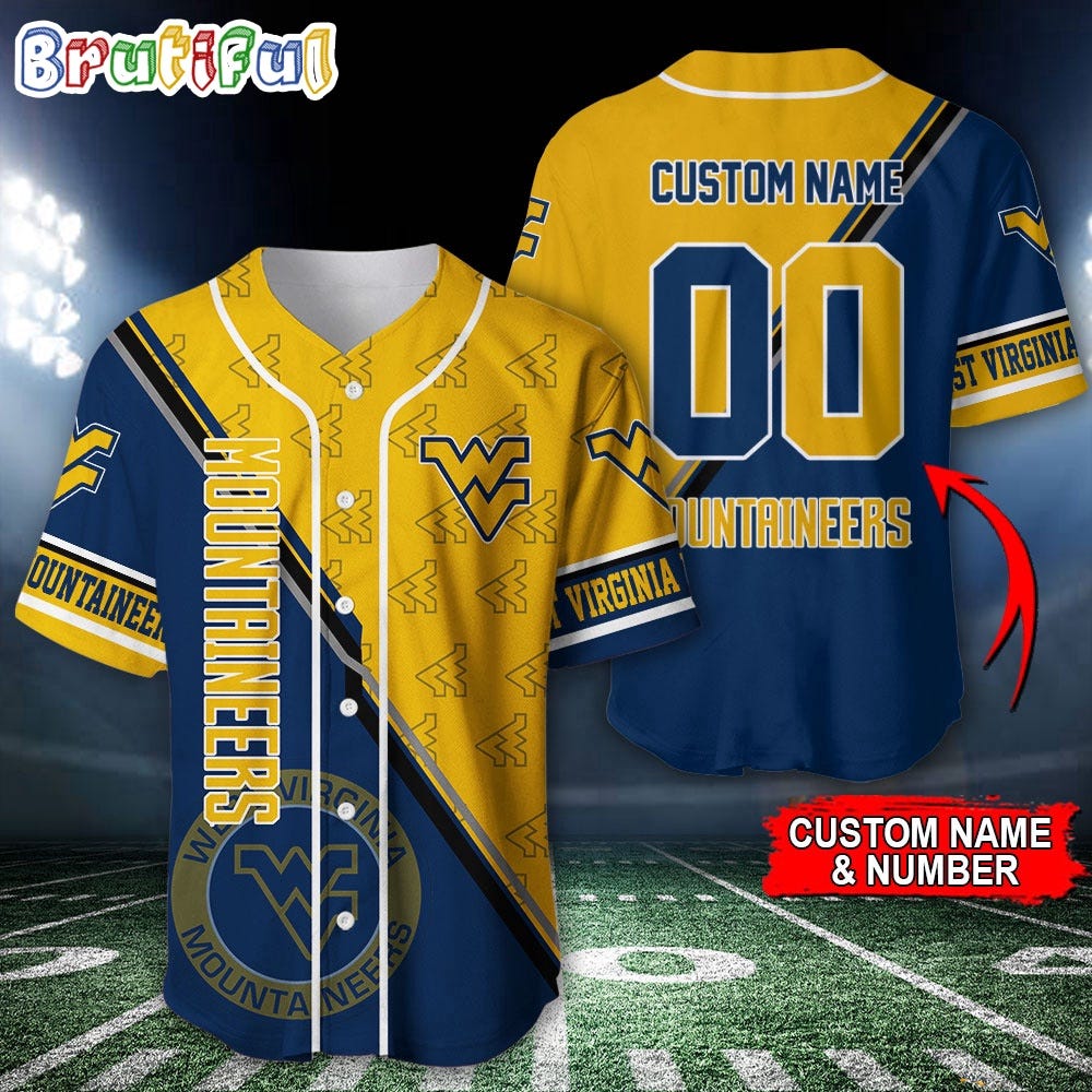 NCAA West Virginia Mountaineers Baseball Jersey, Custom Sport Jersey ...