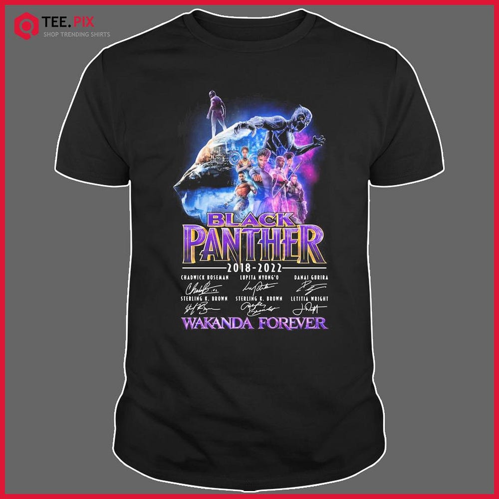 Black Panther 2018–2022 Wakanda Forever Signatures Shirt | by Teespix ...