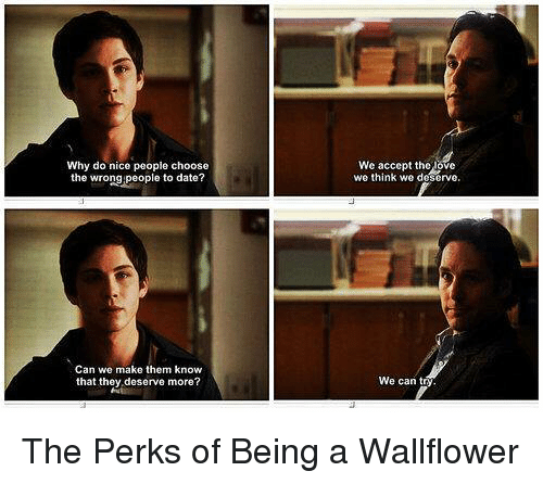 We Accept The Love We Think We Deserve Perks Of Being A Wallflower