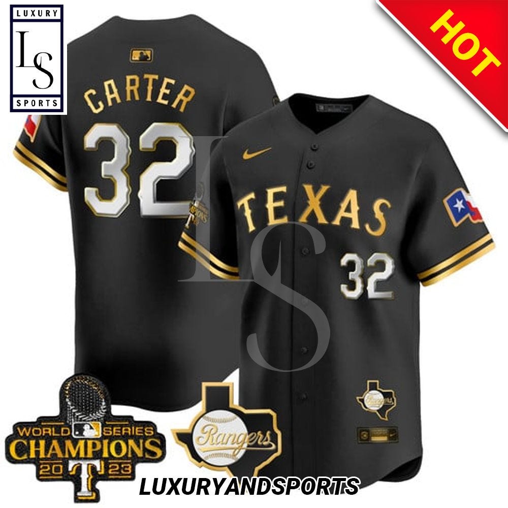 Texas Rangers Evan Carter World Series Champions Nike Black Gold ...