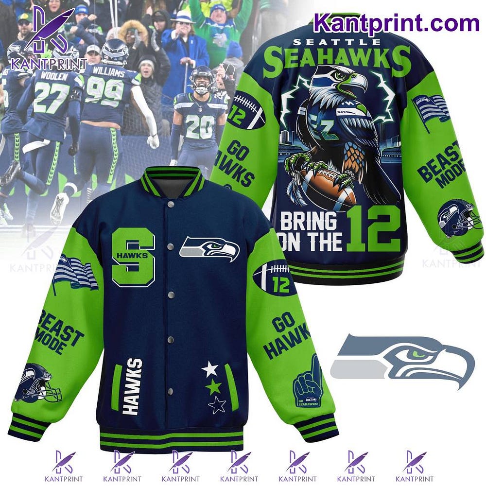 Seattle Seahawks “Bring On The 12” Baseball Jacket: Rally the Crowd ...