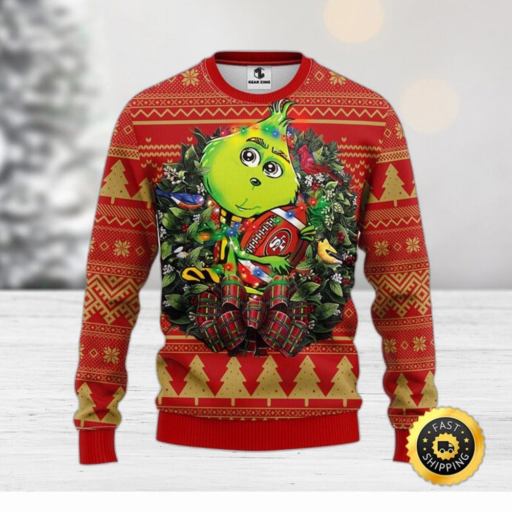 San Francisco 49ers Christmas Ugly Sweater Grinch Hug Xmas Day Show ...