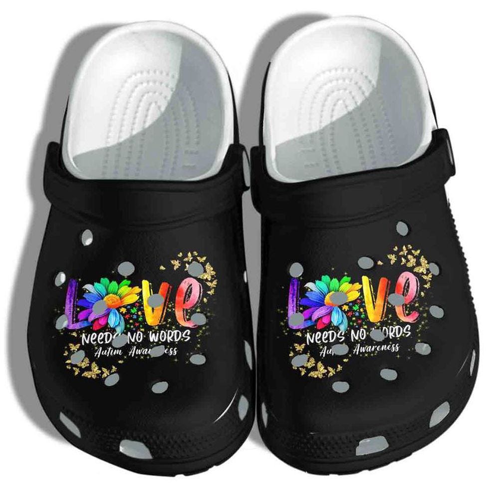 Croc Shoe — Clog Shoe Love Needs No Words Croc , Autism Awareness ...