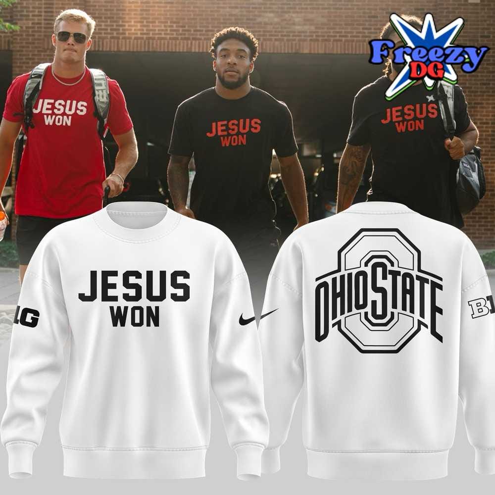 Ohio State Buckeyes Jesus Won 2024 White Sweatshirt | by US Store z ...