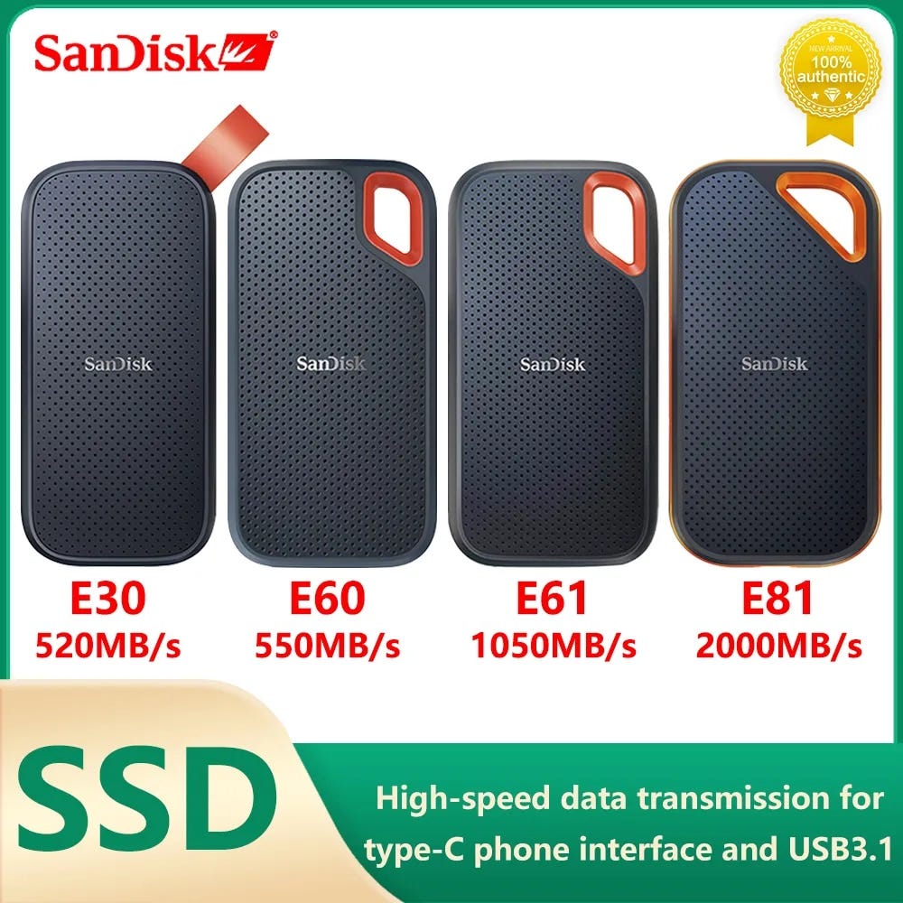Top 10! SanDisk PSSD E30 E61 E81 Extreme PRO 4TB 2TB 1TB 480GB USB 3.2 ...