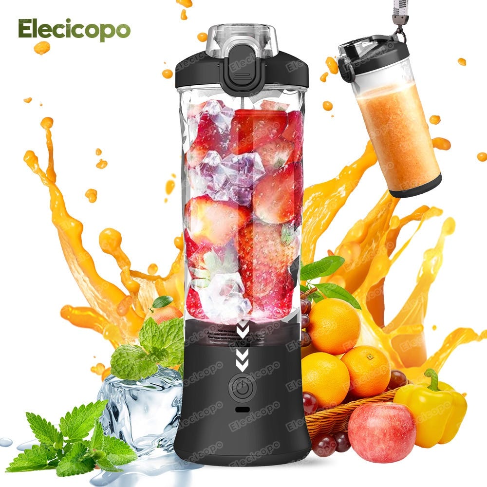 Hot Review! Portable Electric Juicer Fruit Mixers 600ML Blender with ...