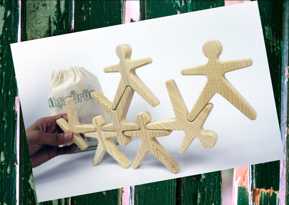 Wooden Balance Men Game (Montessori) — Natural Wooden Educational Toy ...