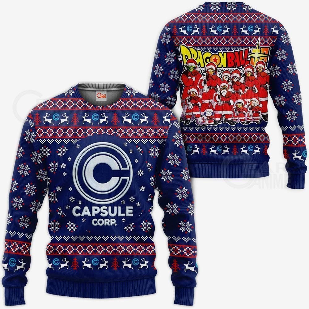Capsule Corp All-Over Print Thicken Sweater Anime Dragon Ball Xmas ...