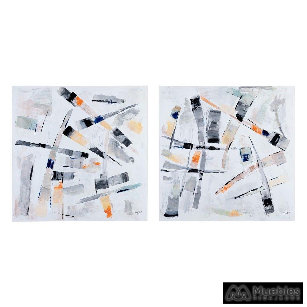 pintura abstracto 2/m negro lienzo 80 x 80 x 3,50 cm - Muebles ...