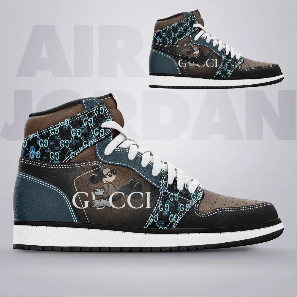 Gucci Mickey Mouse High Air Jordan Luxury Fashion Brand Shoes Sneakers ...