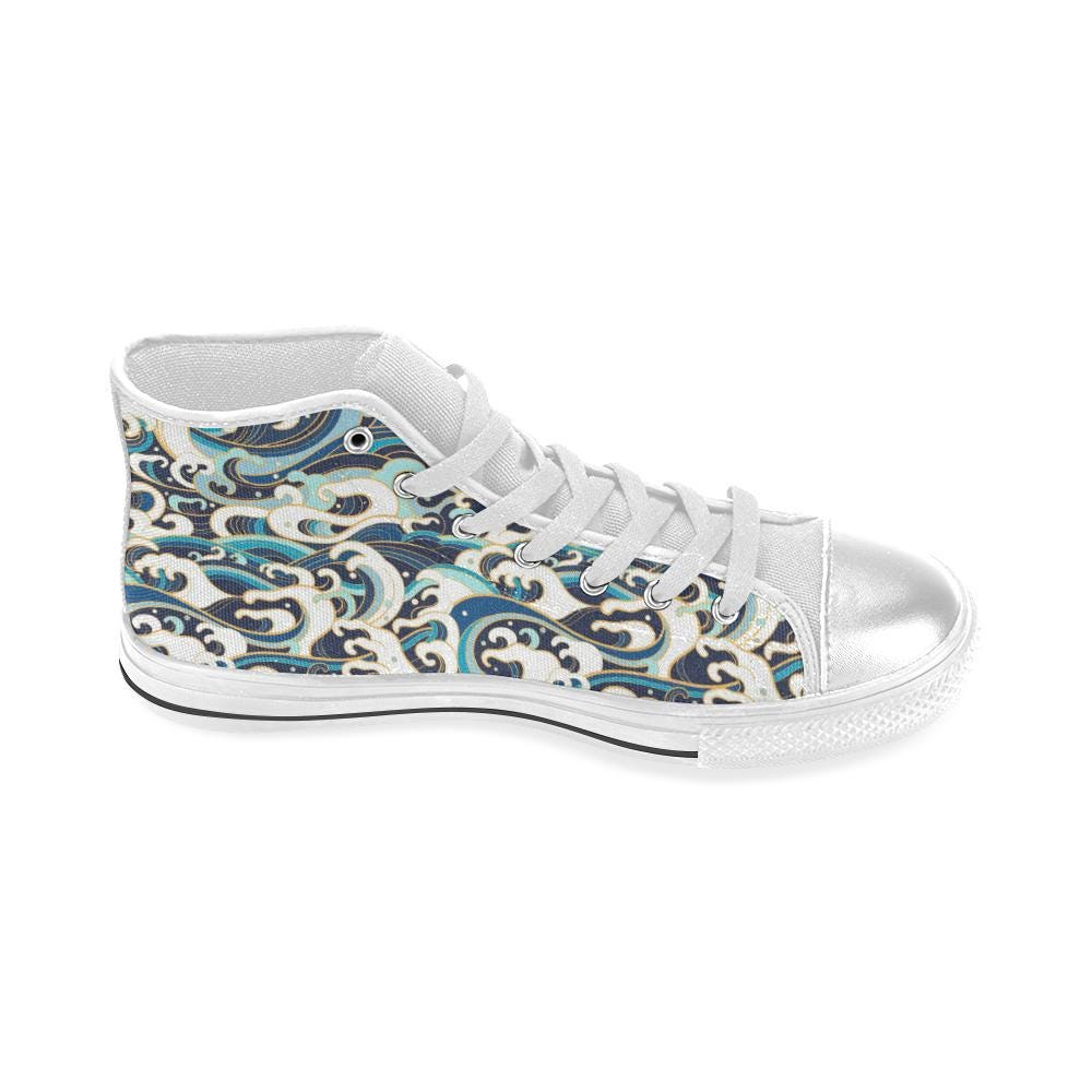 Japanese wave pattern Women’s High Top Shoes White | by summertee | Jul ...