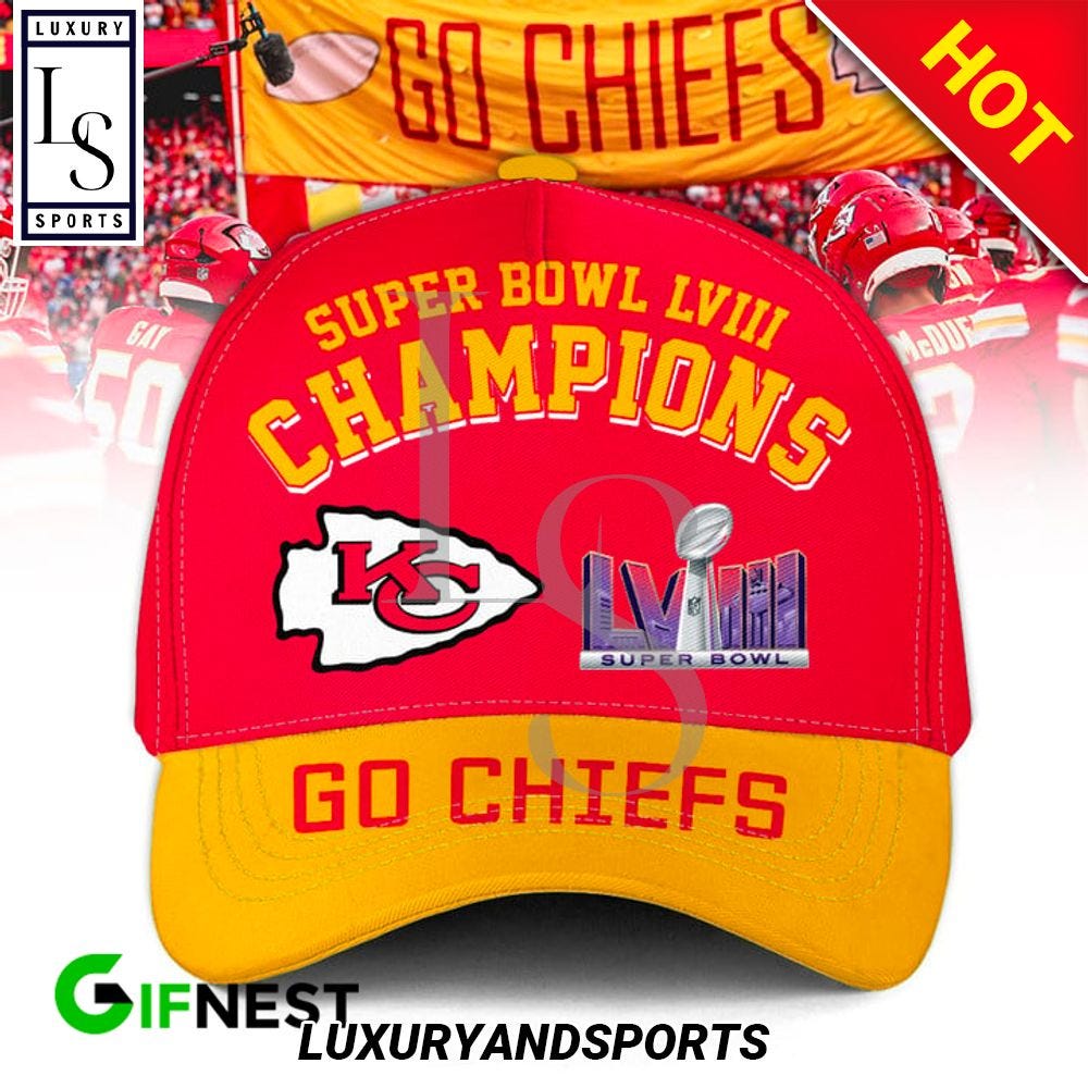 Kansas City Chiefs Super Bowl LVIII Champions Go Chiefs Classic Cap ...