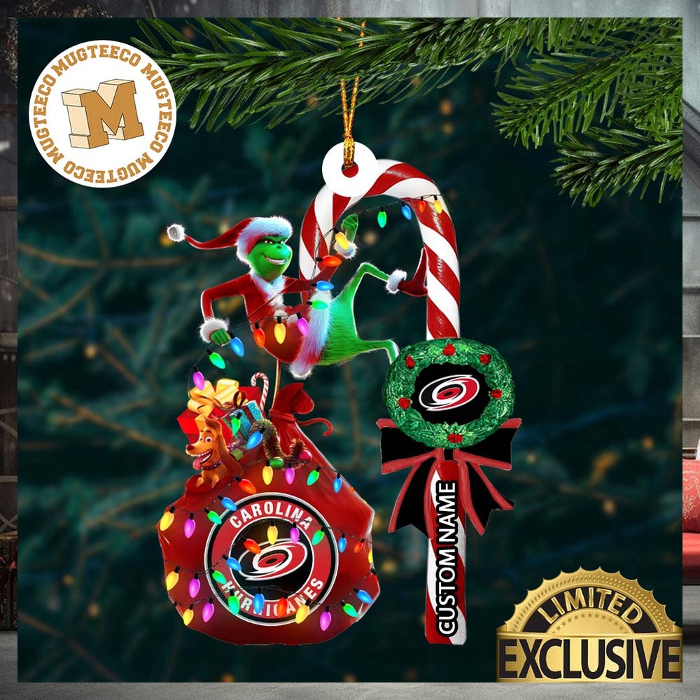 Carolina Hurricanes NHL Grinch Candy Cane Personalized Xmas Gifts ...