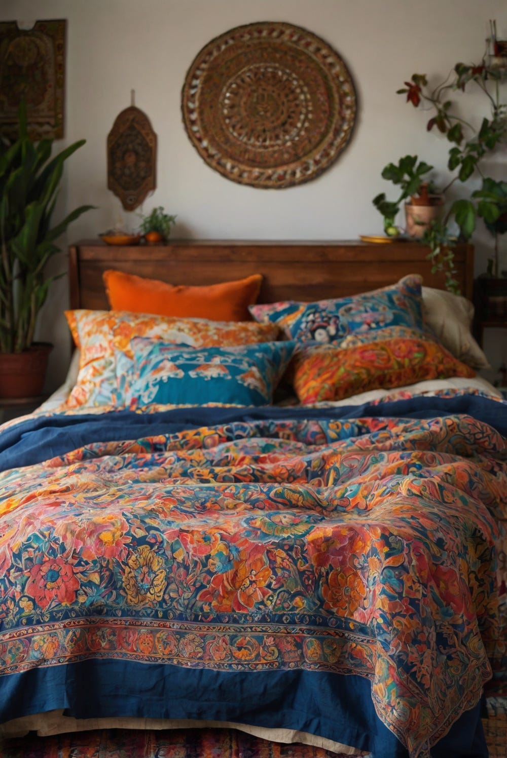 How to create a bohemian-style bed with colorful and eclectic bedding ...