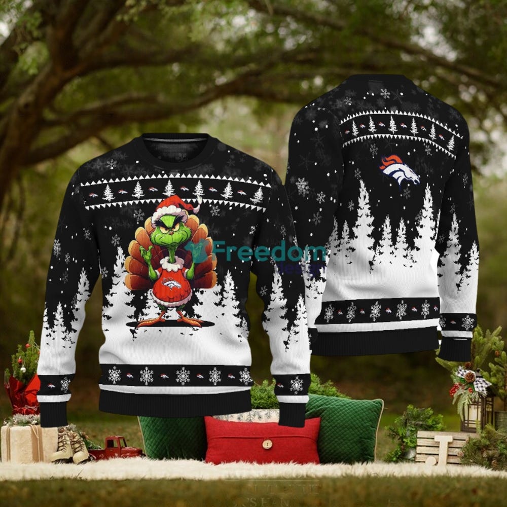 Denver Broncos Black Grinch Turkey Disguise Thankgiving Ugly Christmas ...
