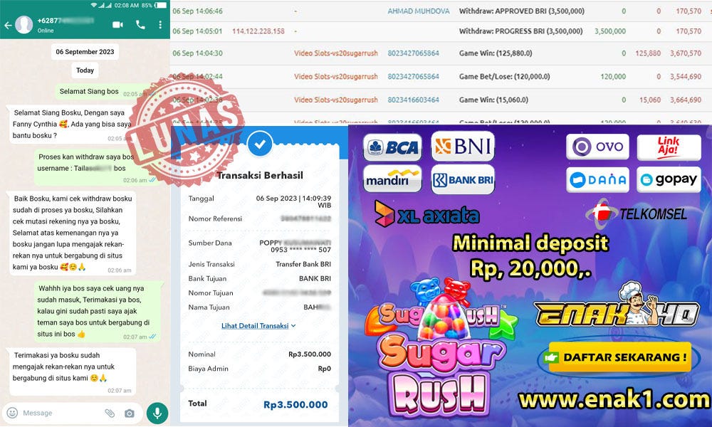 Bukti JP Member Enak4D Bermain Di Sugar Rush Tanggal 06 September 2023 - buktijp enak4d - Medium
