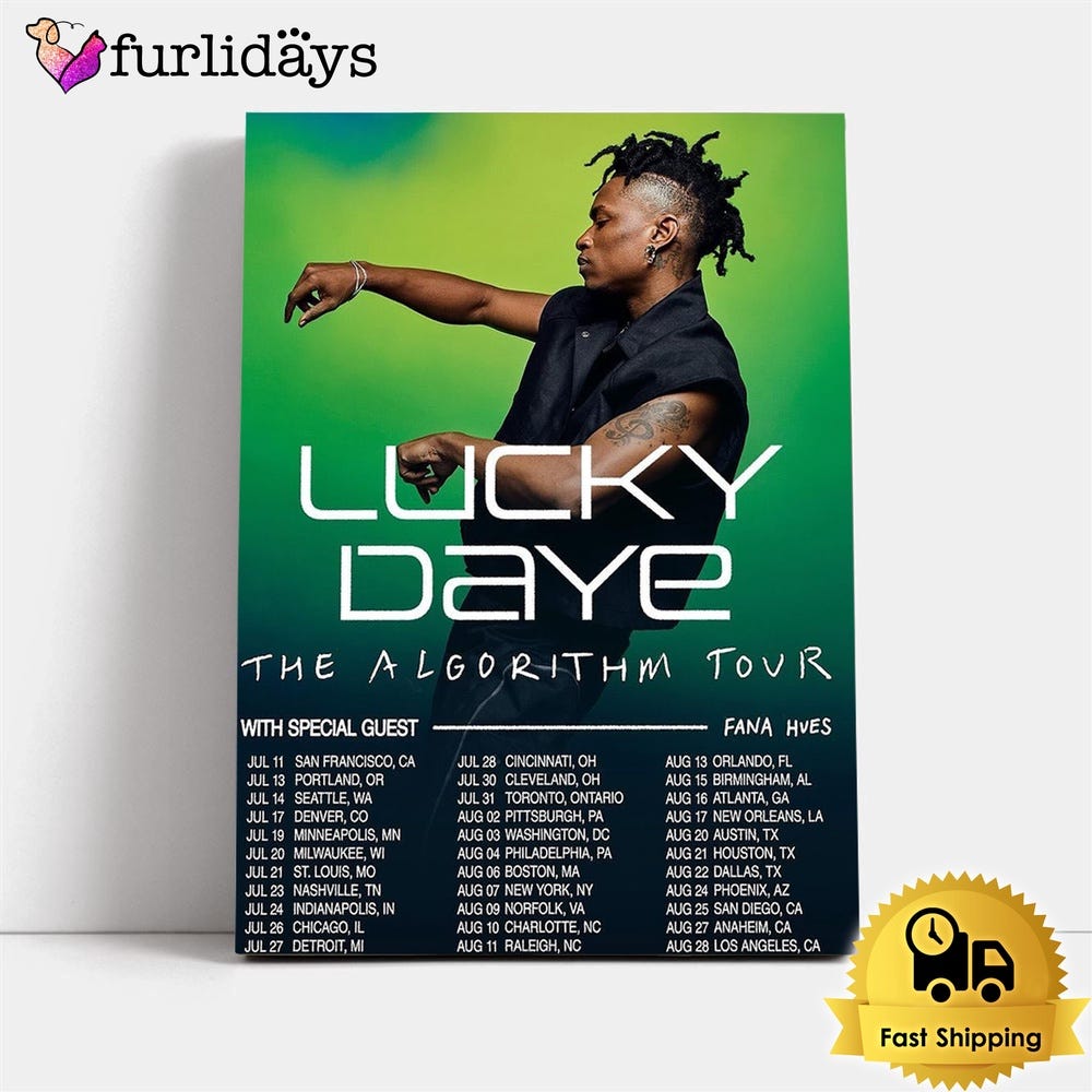 Lucky Daye The Algorithm Tour 2024 Tour Poster Canvas - Furlidays Store ...