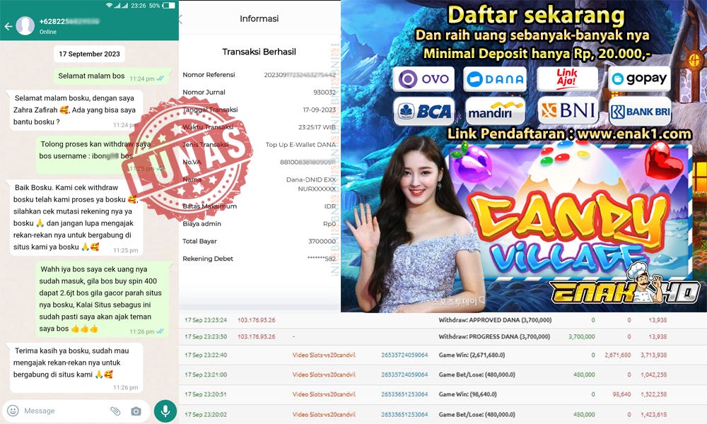 Bukti JP Member Enak4D Bermain Di Candy Village Tanggal 17 September 2023 - buktijp enak4d - Medium
