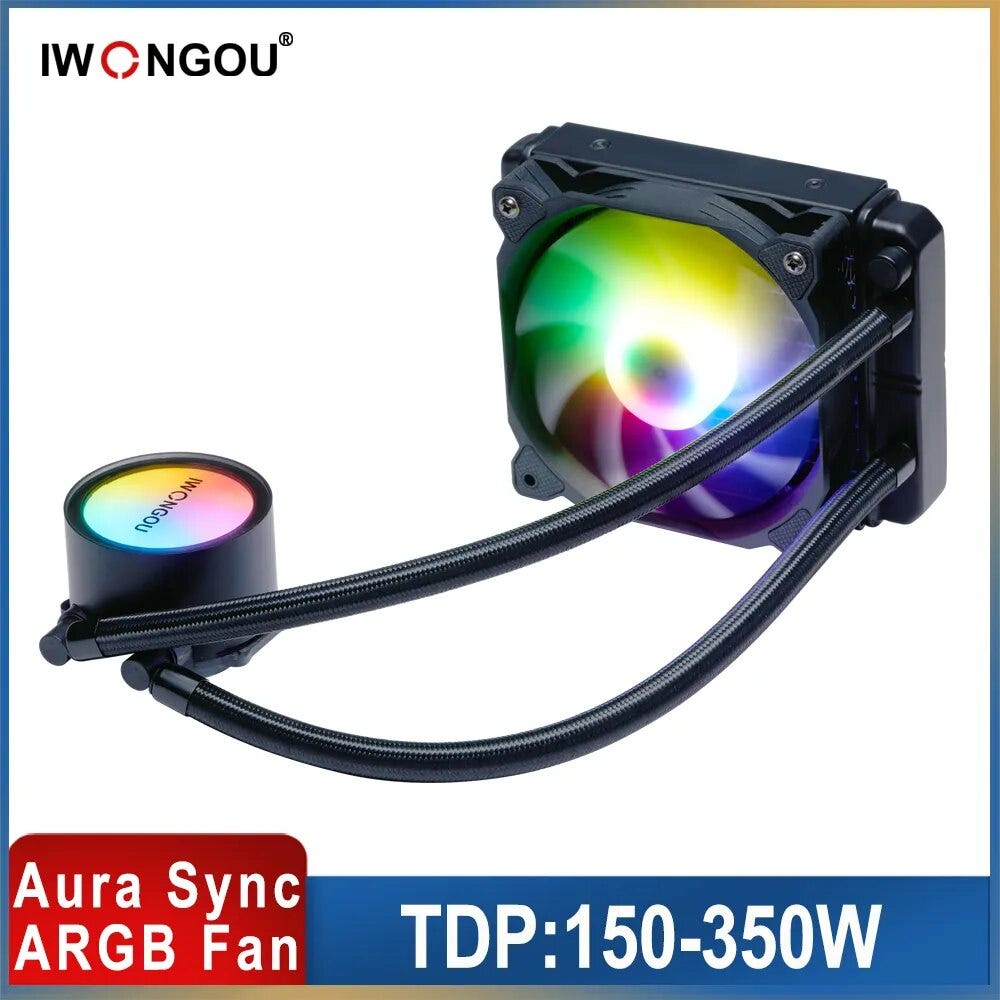 Review! IWONGOU Water Coole 120mm 4pin RGB ARGB Cooler Fan 240mm White ...