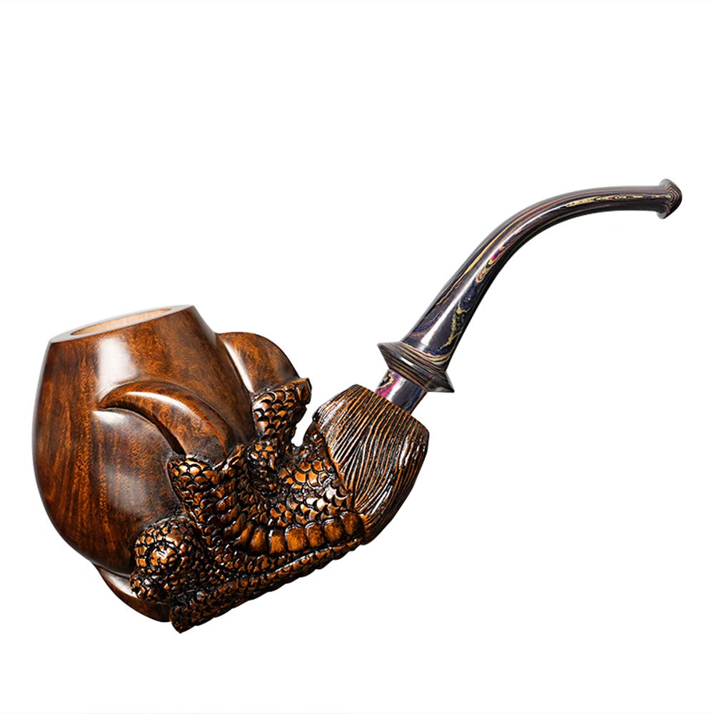 Handmade Briar Carved Dragon Claw Egg Pipe - XIAOXIONGfdj - Medium
