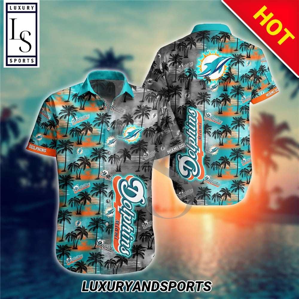 Miami Dolphins Hawaiian Shirt Palm Tree Pattern | by LuxuryAndSports ...