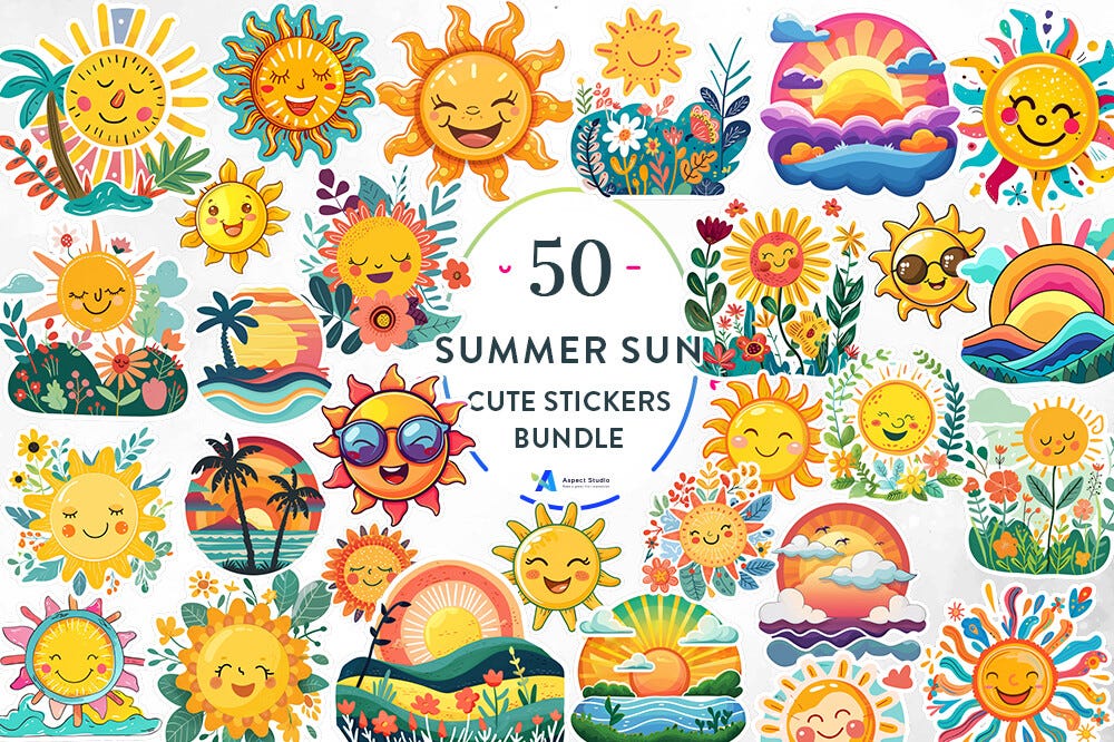 Kawaii Summer Sun Stickers Free | by Lunaeverhart | Aug, 2024 | Medium