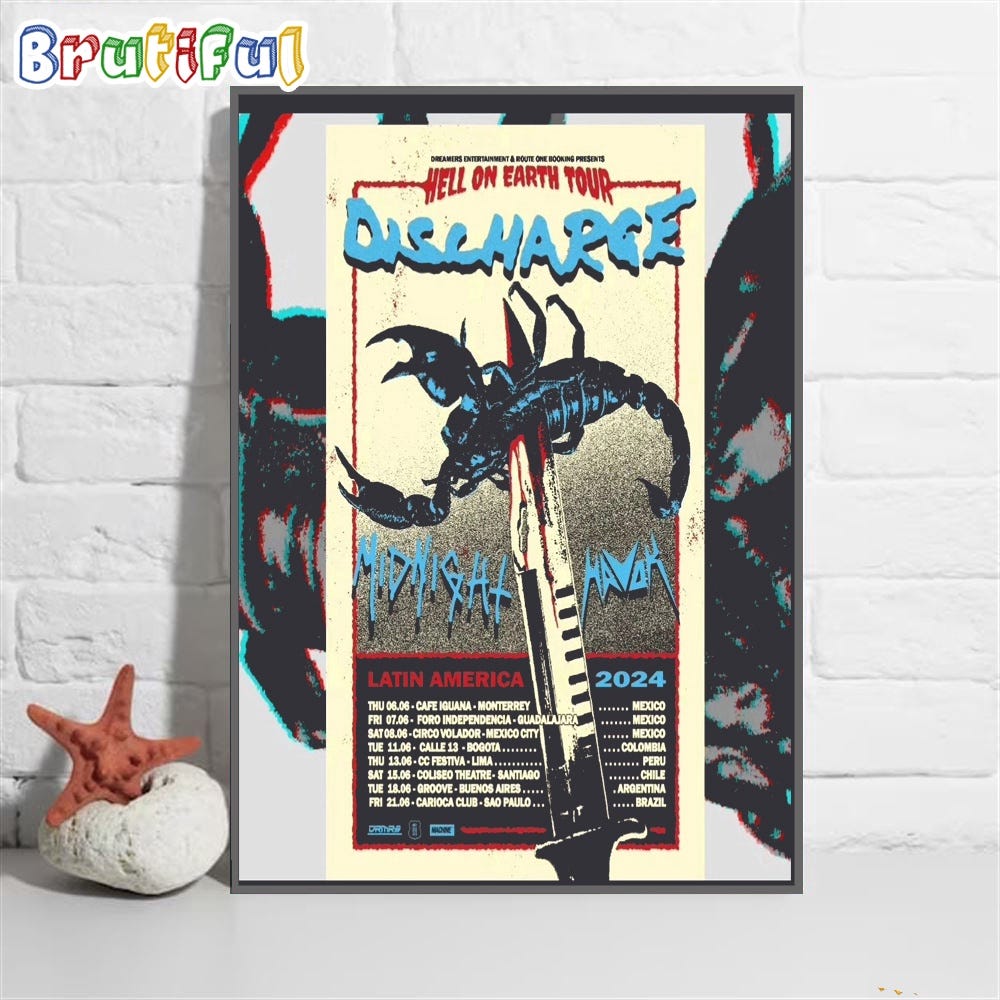 Discharge 2024 Latin America Hell On Earth Tour Wall Art Poster Canvas ...
