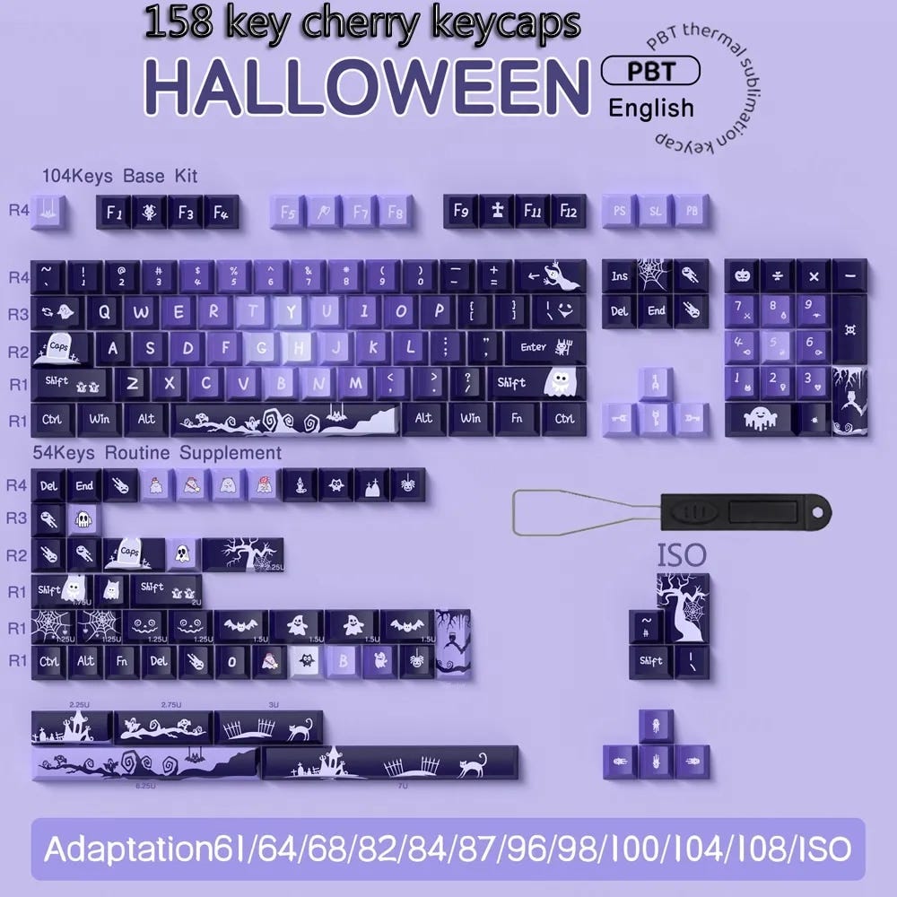 Review! Crybaby Purple Gradient keycaps Cherry Profile PBT For ISO ...